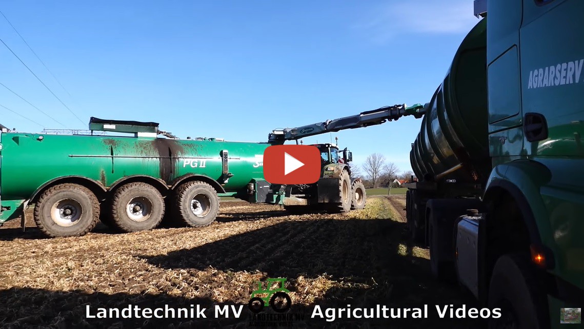 Agrarservice MV beim Gülle ausbringen mit einem Fendt 1050 und Samson ...