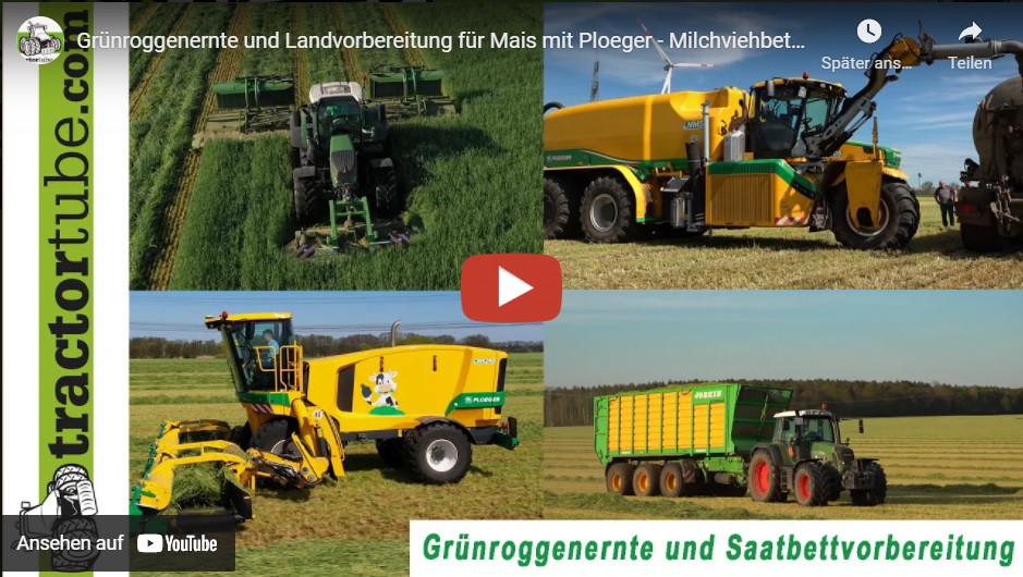 Grünroggenernte und Landvorbereitung für Mais mit Ploeger beim ...