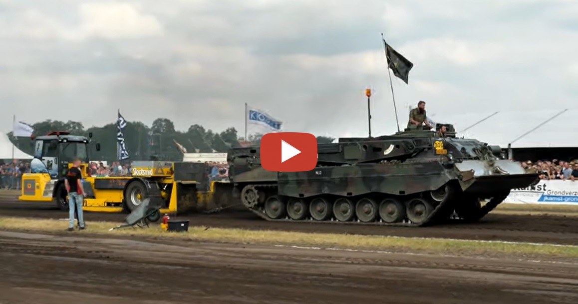 Leopard 2 Buffel zieht den maximal beladenen schleppwagen mühelos zu ...