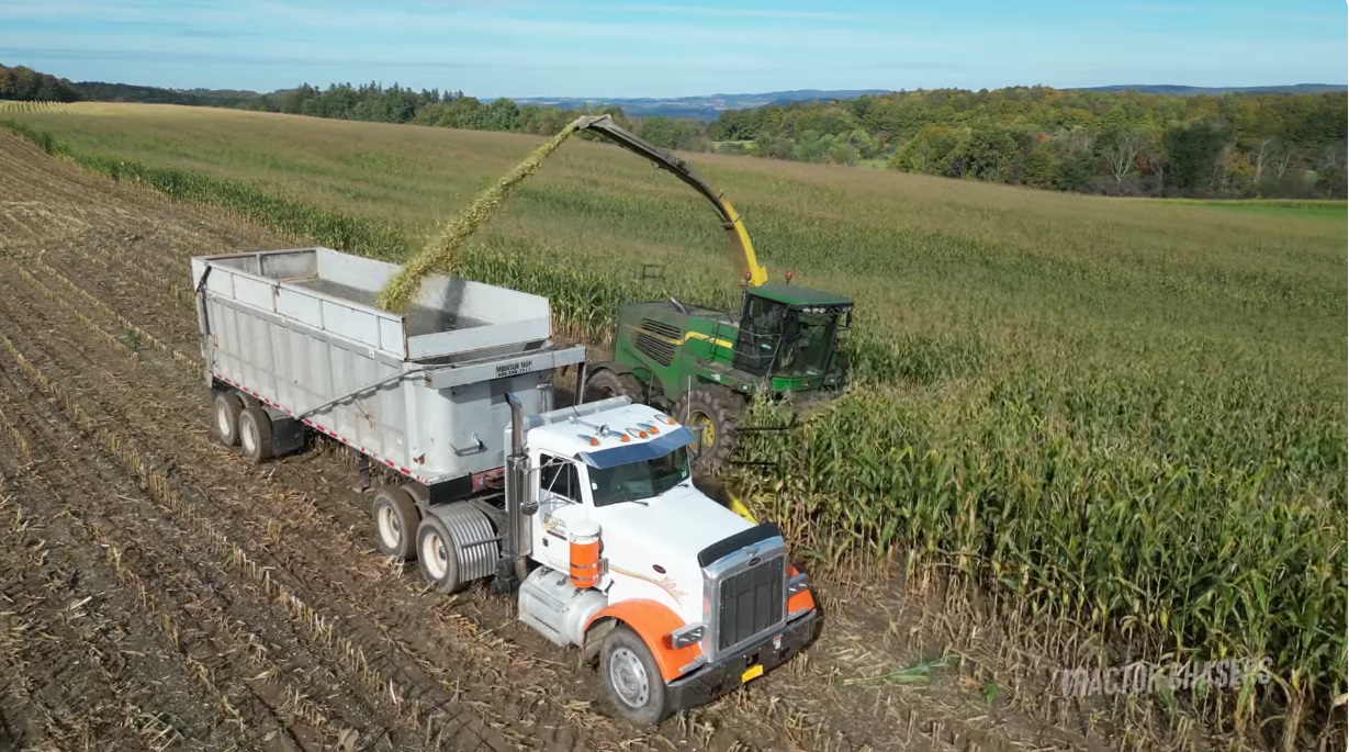 Maisernte mit einem John Deere 7980 Häcksler USA — Tractor Chasers